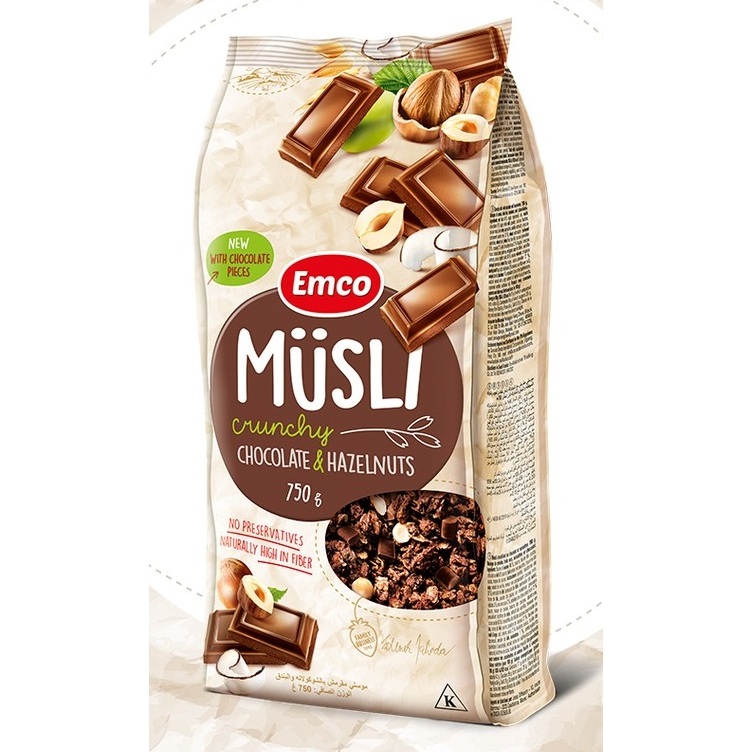 Emco Crunchy Musli Chocolate & Hazelnut 750gm. | Shopee Malaysia