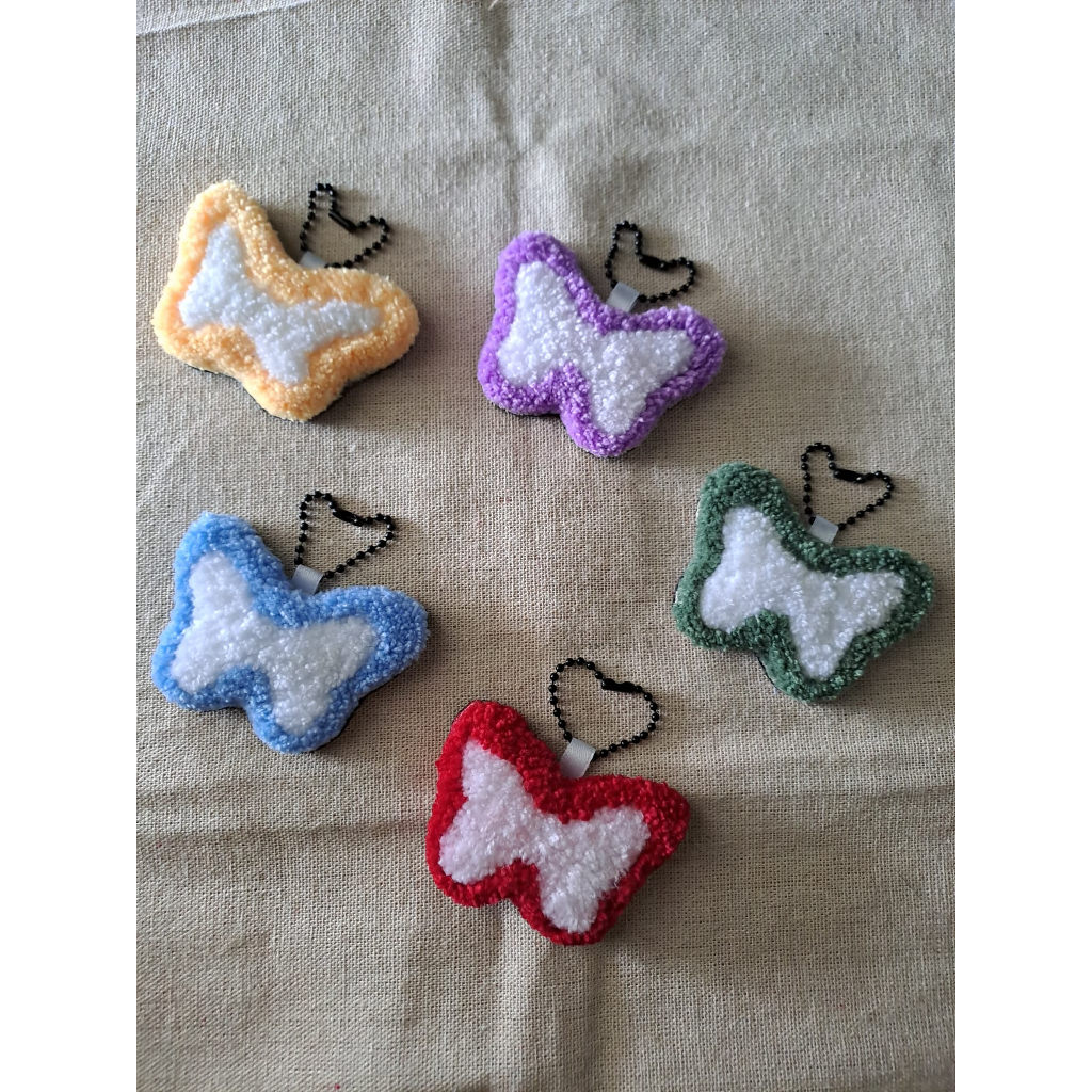 Punch Needle Butterfly Fluffy Keychain/Charms (100% Handmade) | Shopee ...