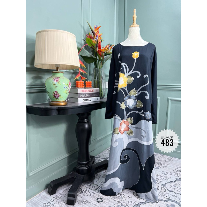 Jubah Kaftan Lengan Panjang Cotton Viscose Batik Kelantan Design ...