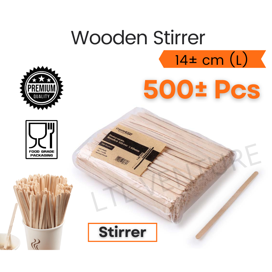 (500Pcs) Wooden Stirrer/Cutlery Disposable/Kayu Wood/Crystalwrap ...