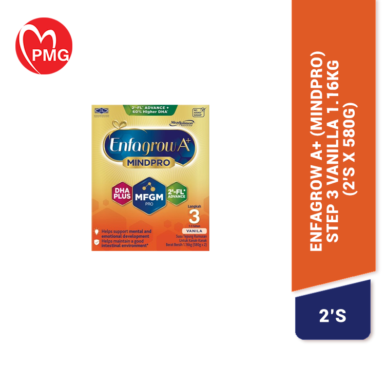 [PMG PHARMACY] Enfagrow A+ (Mindpro) Step 3 Vanilla 1.16kg (2's X 580g) | Shopee Malaysia