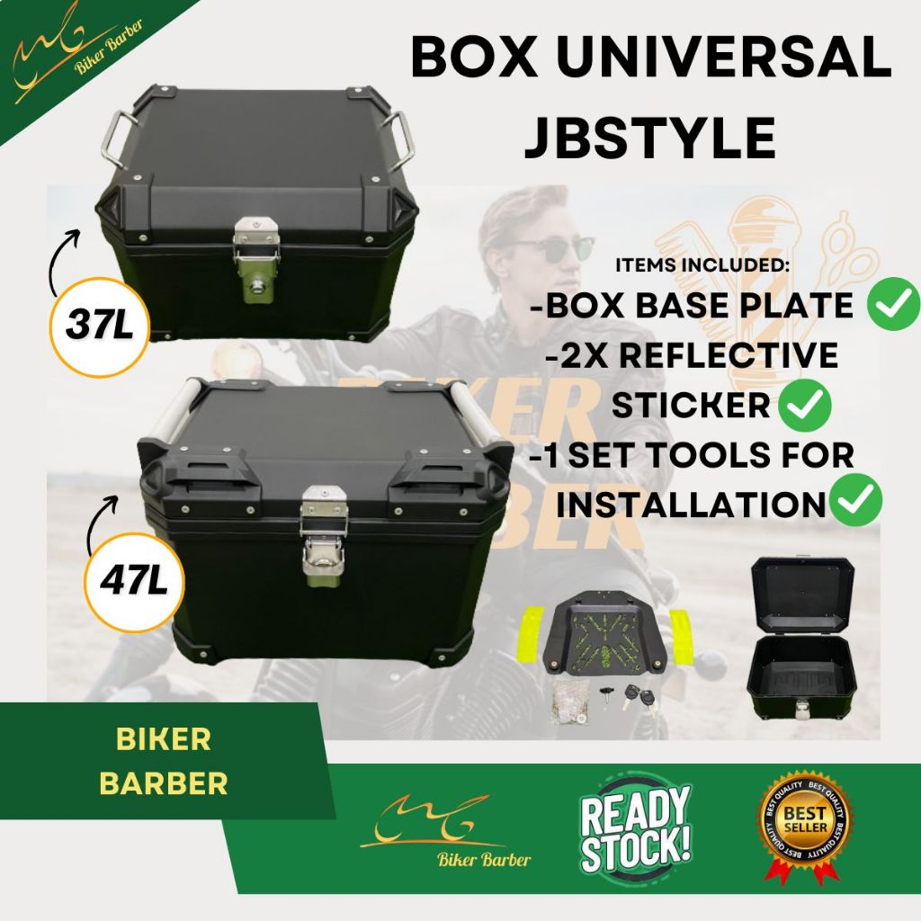 Box Moto Kotak PP Material 45L 36L Liter Peti Black JbStyle Motosikal ...