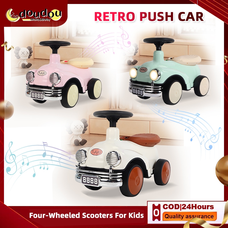 4 Wheels Ride On Toy Car / Push Baby Car with Music & Lights/ Kereta ...