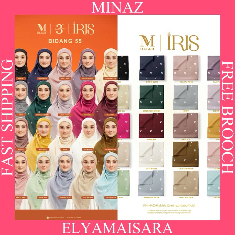 Minaz Hijab Bidang 55 [100% Original][Free Brooch] Tudung Bawal Plain [Ready Stock] | Shopee ...