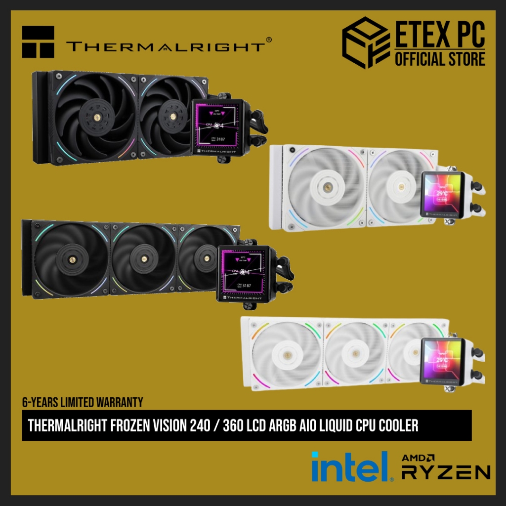 Thermalright Frozen Vision 240 / 360 LCD ARGB AIO Liquid CPU Cooler ...