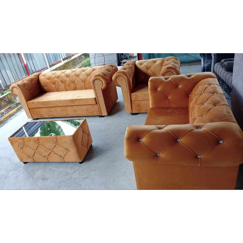 SOFA CHESTERFIELD 321 SEAT MEJA KOPI PERAHU WING CHAIR SET | Shopee ...