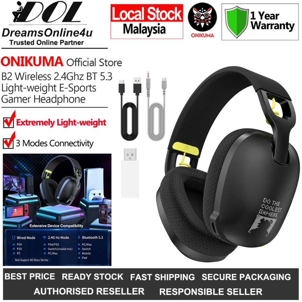 ONIKUMA B2 Headset Headworn Bluetooth 2.4Ghz Wireless Wired Three Mode ...