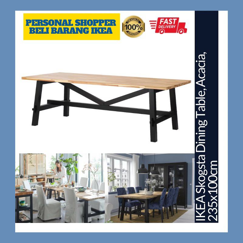 IKEA Skogsta Dining Table Solid Wood Acacia Heavy 6 8 Seater Duty Deep ...