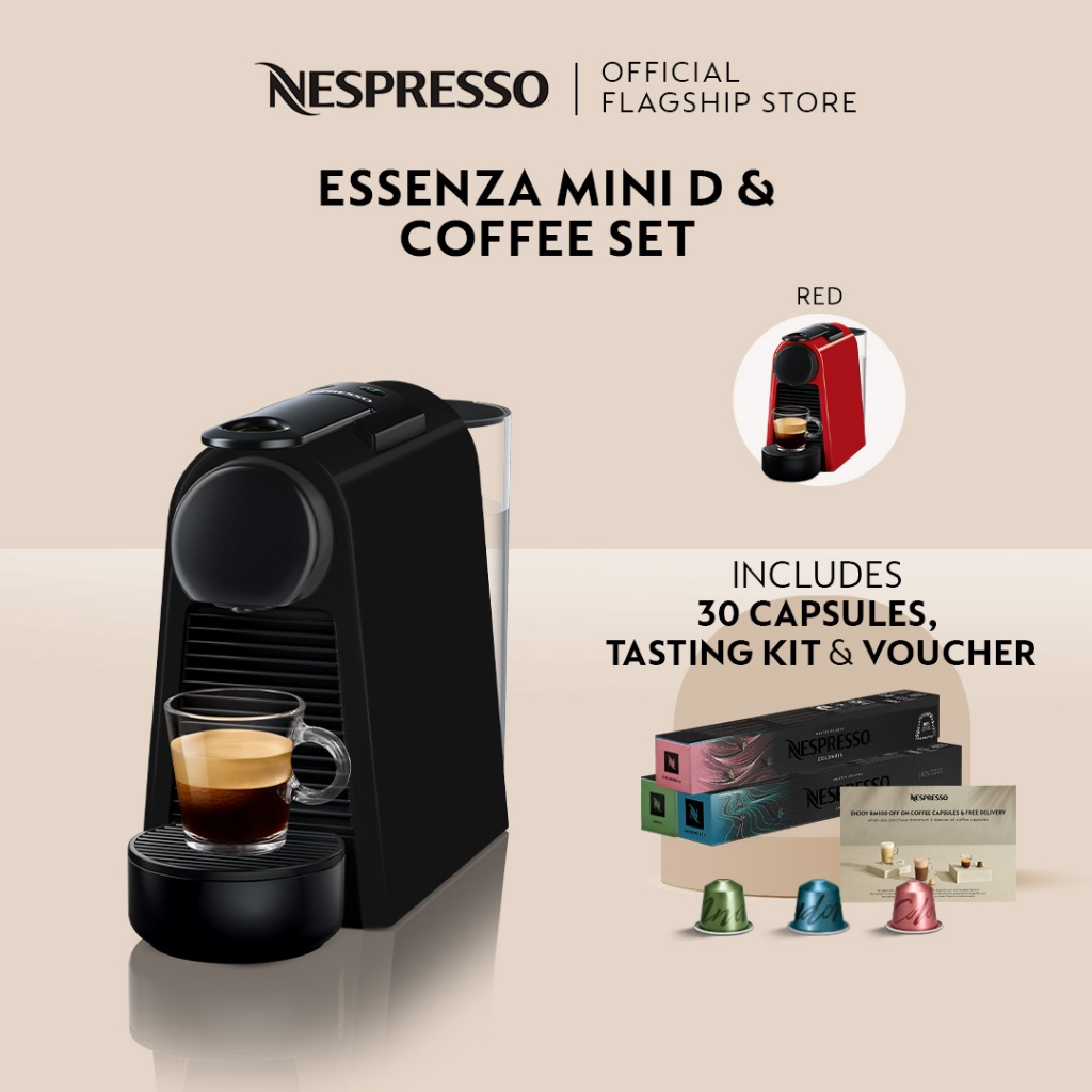 Nespresso Essenza Mini D Range Coffee Machine with 30 Coffee Capsules ...