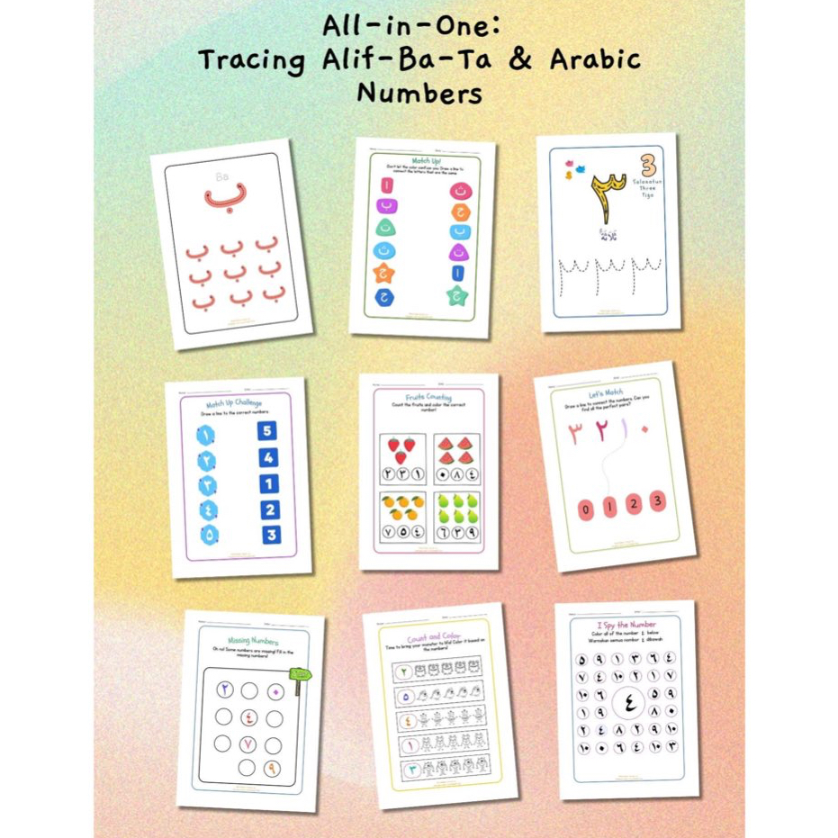 [SET G] [67 Pages] [PDF/iPad/Tab] All-in-one: Tracing Alif-Ba-Ta ...