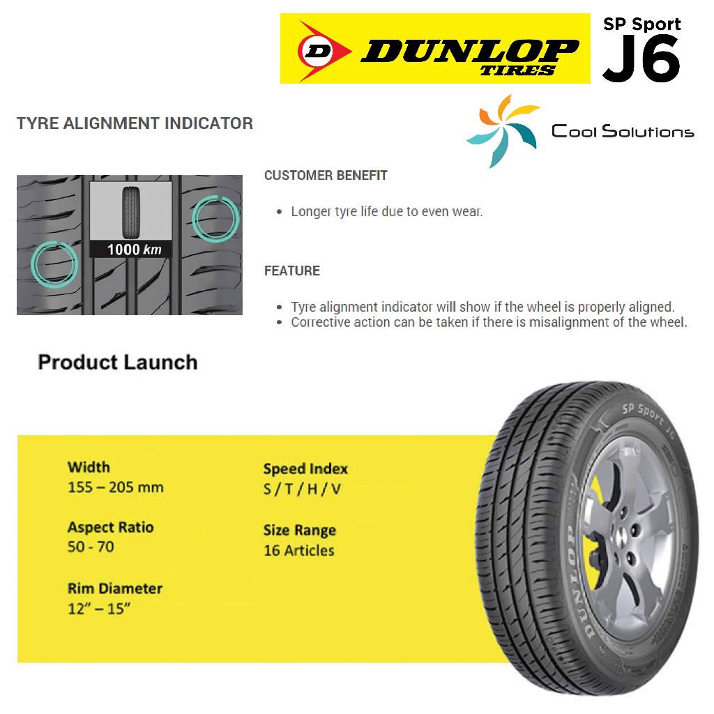Dunlop SP Sport J6 Tire 12"-15" for Axia, Bezza, Saga, Persona Myvi ...