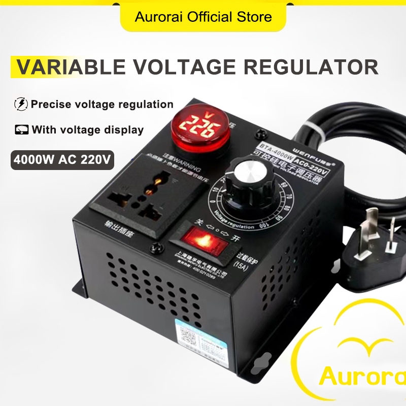 AC 220V 4000W SCR Voltage Regulator Dimmers Motor Speed Controller ...