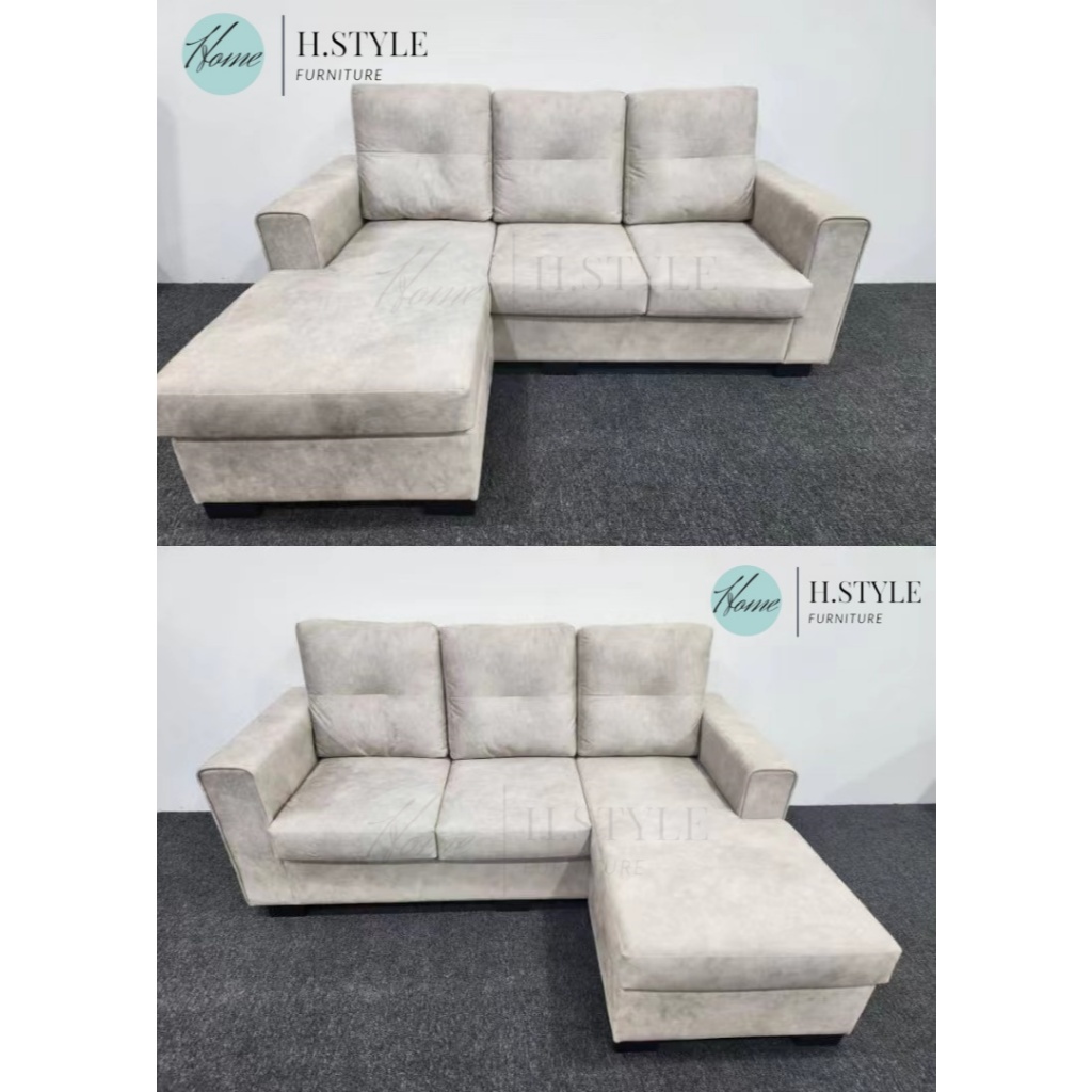 SOFA 300 L SHAPE 3 SEATER STOOL / CREAM / CHARCOAL | Shopee Malaysia