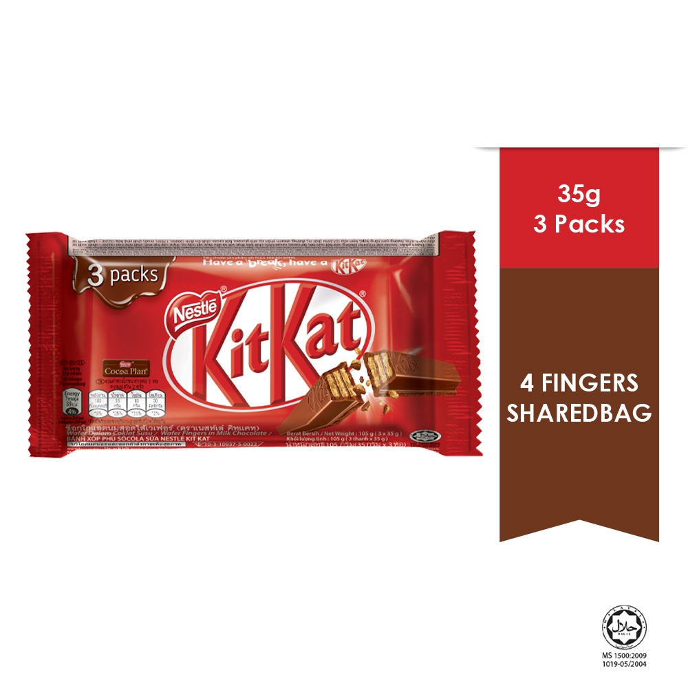 NESTLÉ KitKat® 4-Fingers Milk Chocolate Share Pack 3 Pieces | Shopee ...