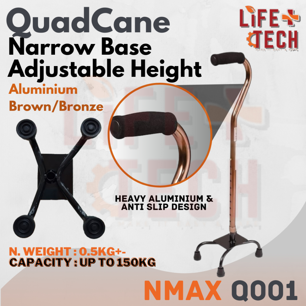 LightWeight Aluminium Quad Cane Small/Narrow Base | Tongkat 4 Kaki ...