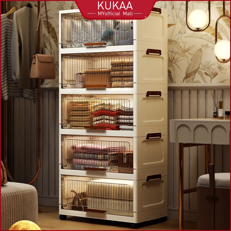 Kukaa L40-50CM Foldable&Stackable Storage Cabinet With Wheels Almari ...