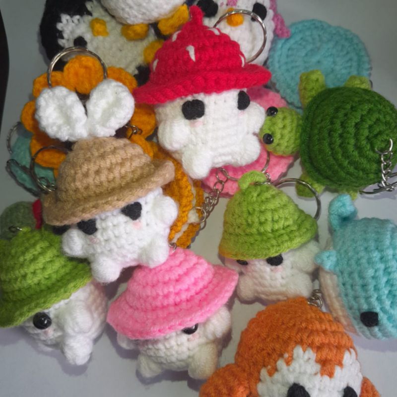 Keychain Crochet , Benang Kait Pengguin , Turtle , Oreo , Mushroom ...