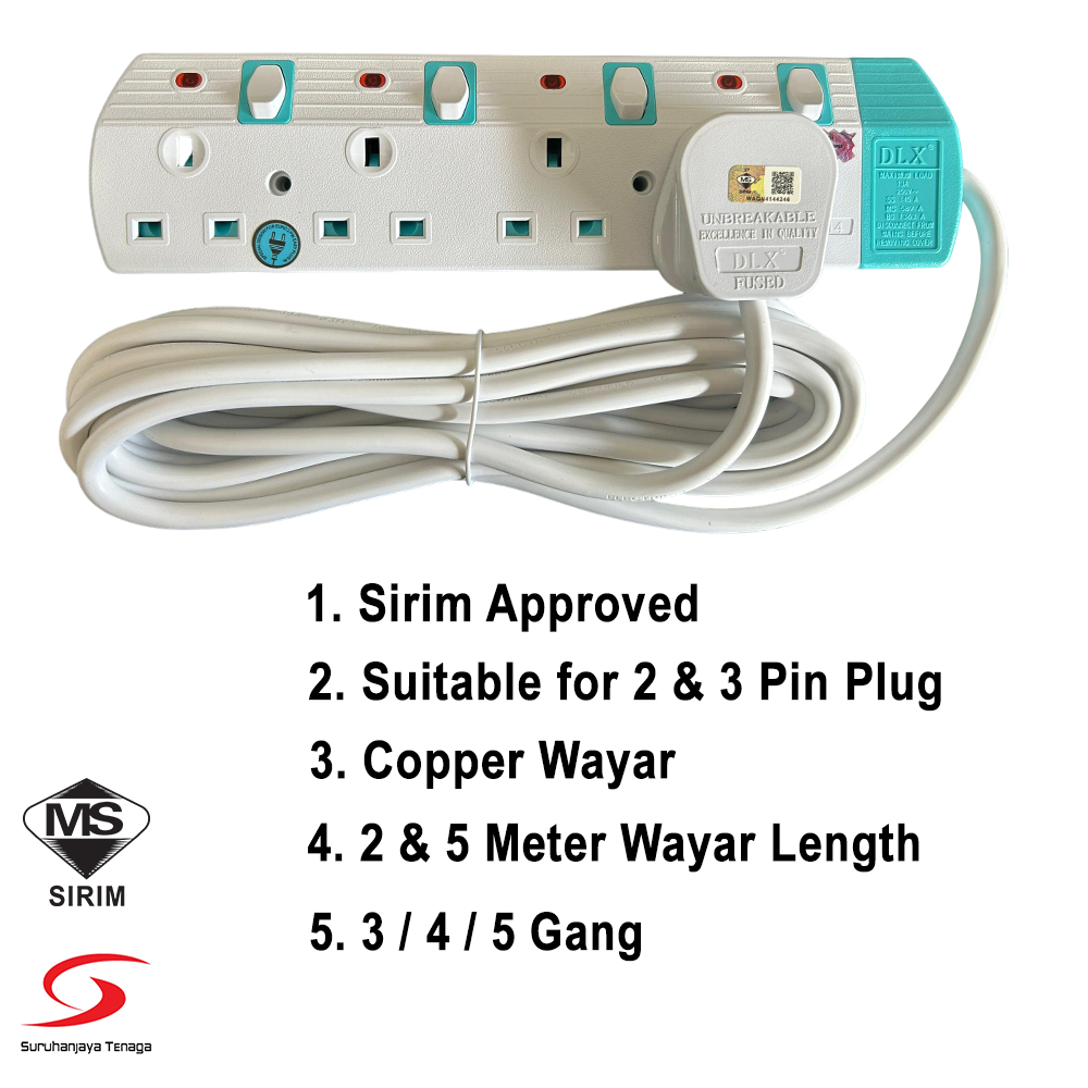 Sirim Trailing Socket Heavy Duty Extension Plug Universal Socket Multi ...