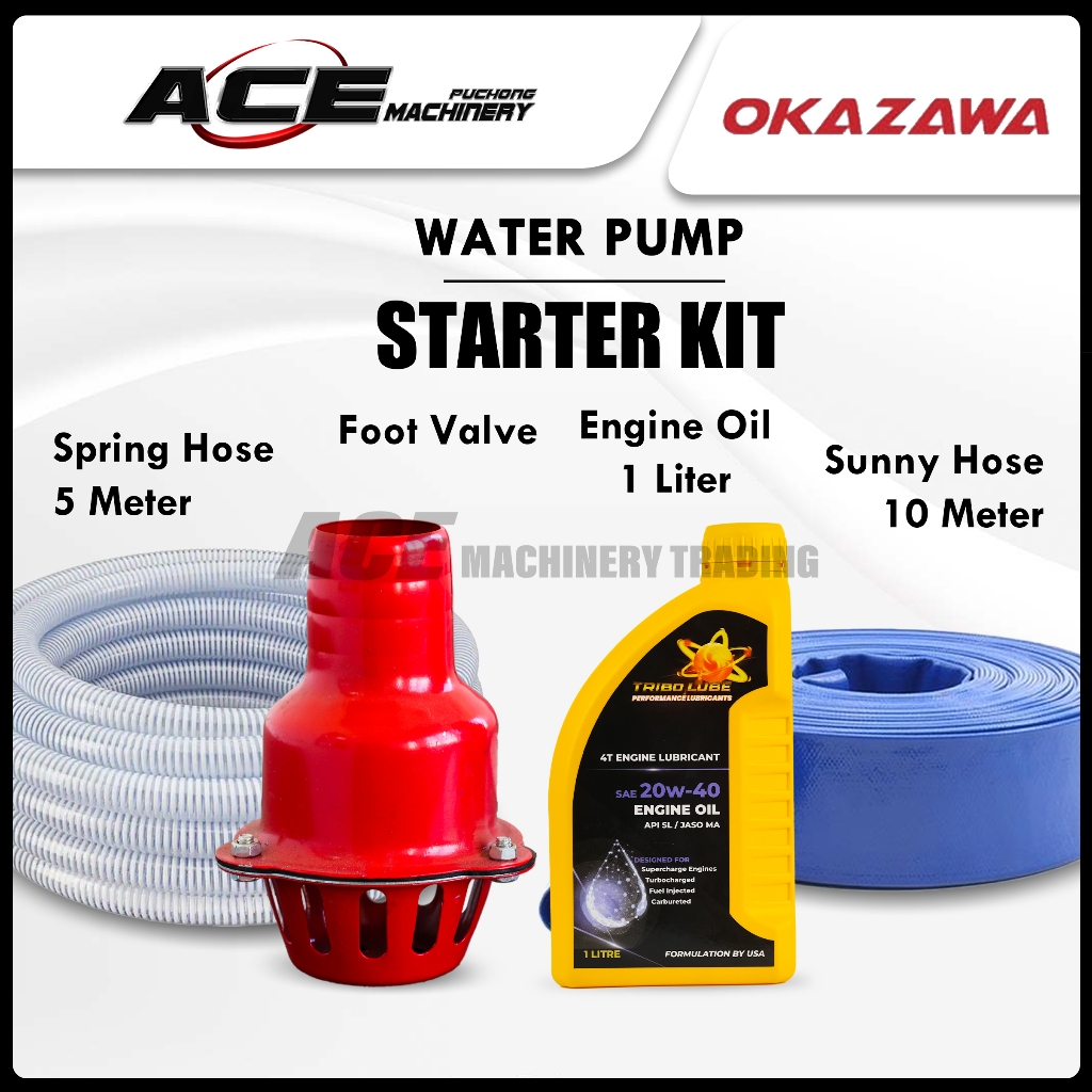 Water Pump Starter Kit (5m spring hose/10m sunny hose/foot valve/engine ...