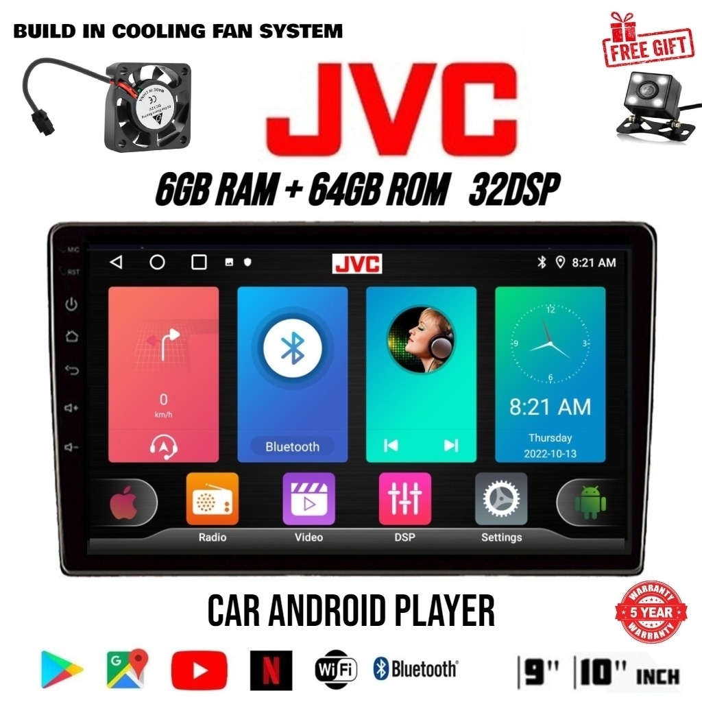[6GB RAM+64GB ROM] JVC Android Player 9"10" inch Quad Core Car ...