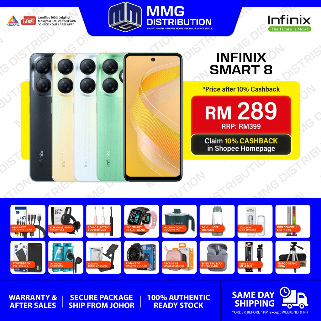 Infinix Smart 8 Pro / Smart 8 (4+128GB / 3+64GB) - READY STOCK 1 Year ...