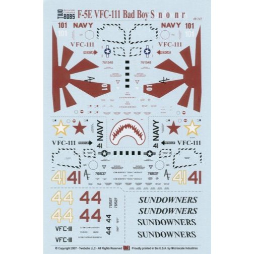 Two Bobs Aviation Graphics 48143 1/48 scale product # F-5N VFC-111 Bad ...