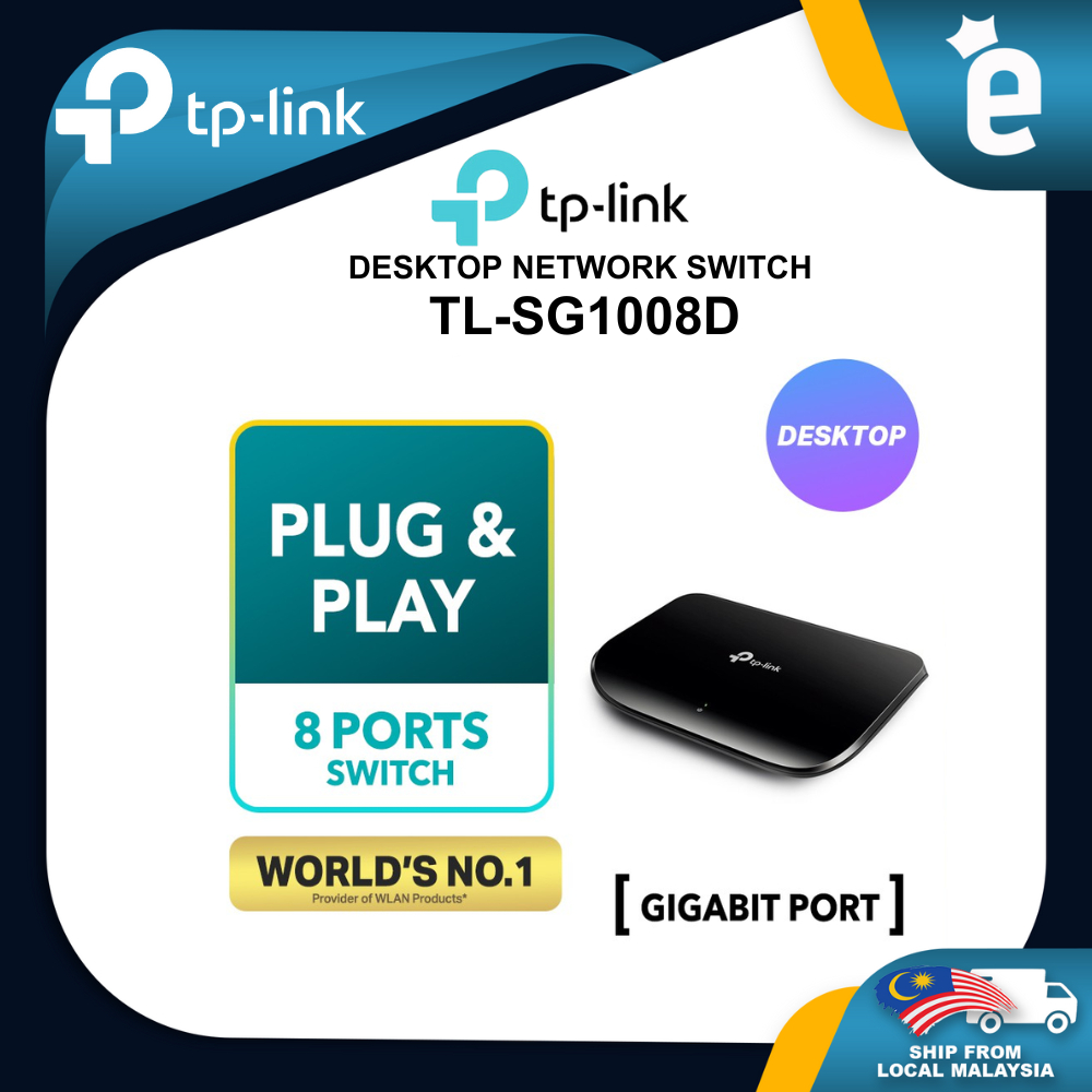 TP-Link 8-Port Gigabit Plug & Play 10/100/1000Mbps Desktop Switch TL ...