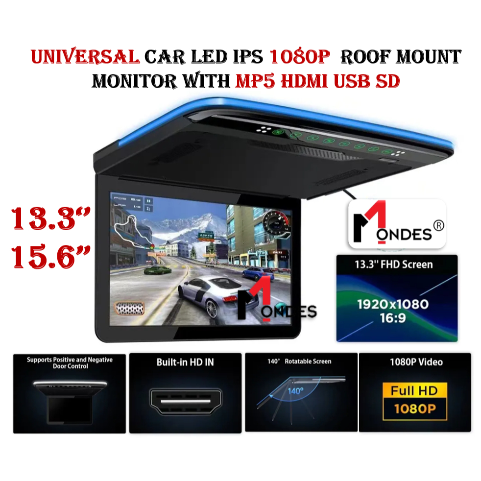 11.6'' / 13.3'' / 15.6'' Inch Universal Flip Down LED 1080P IPS SCREEN ...