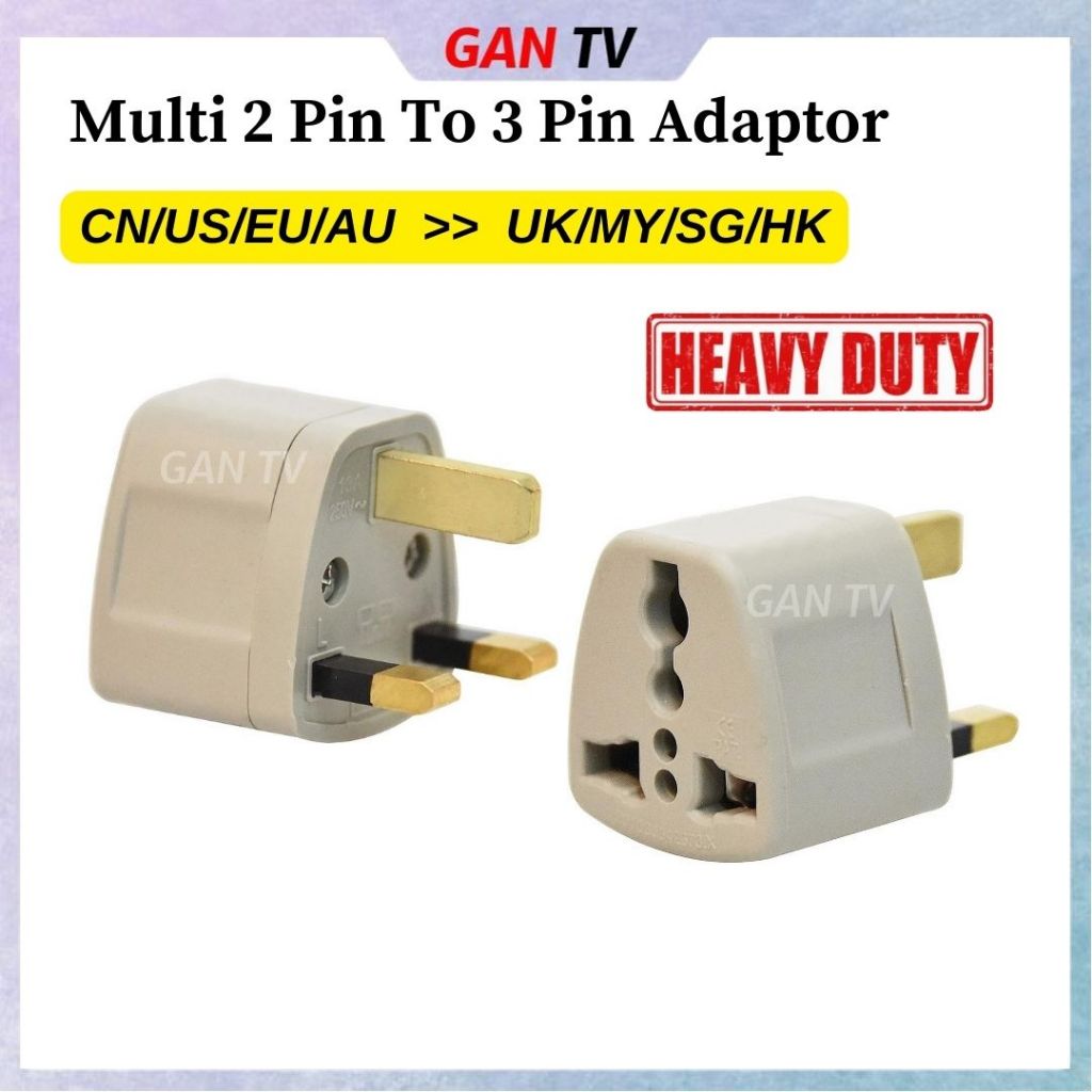 Heavy Duty Safe Universal Adaptor 2 to 3 Pin 13A Multi Travel Adapter ...