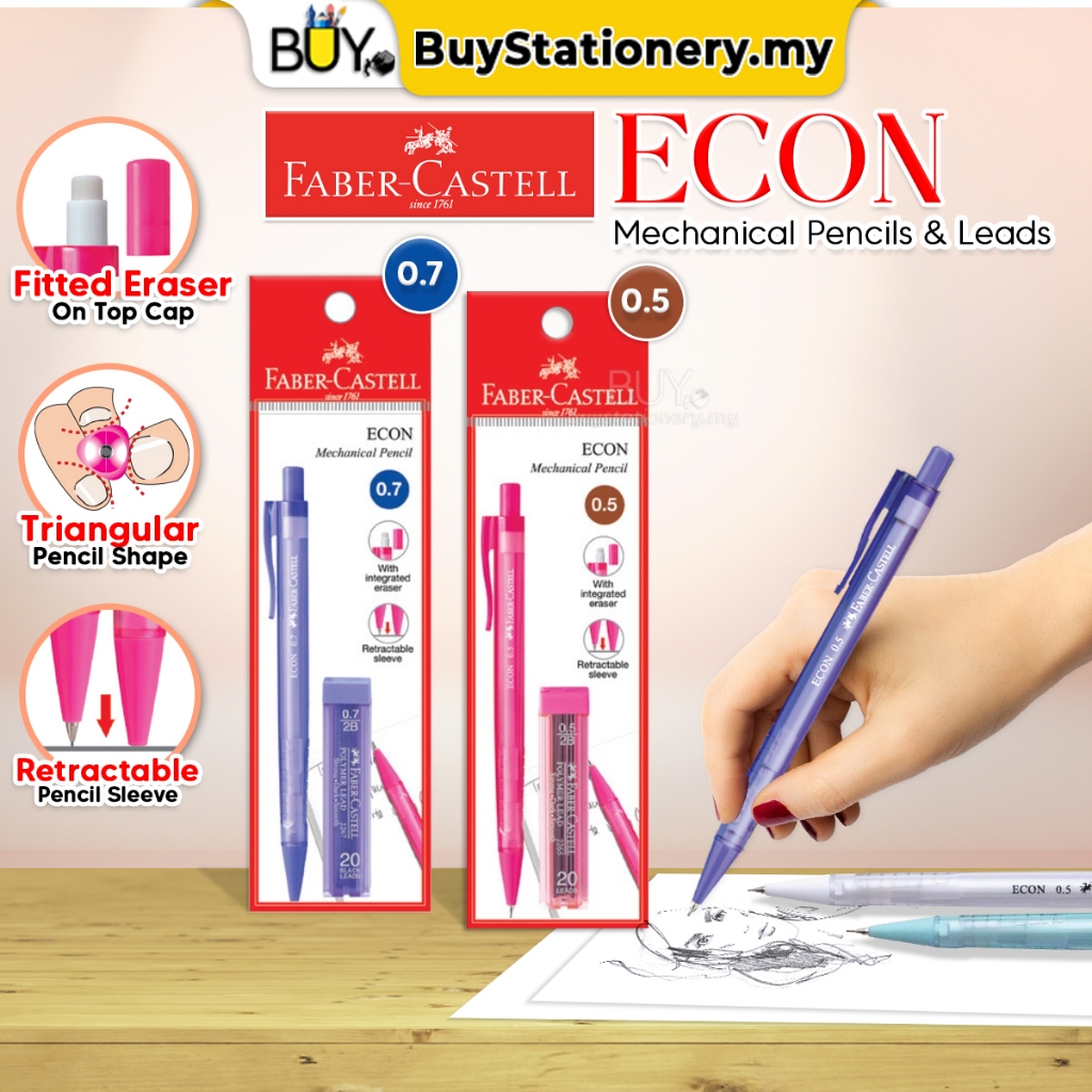 Faber Castell Mechanical Pencil Econ 1342 Pencil Lead 0.5/0.7 -(PKT ...
