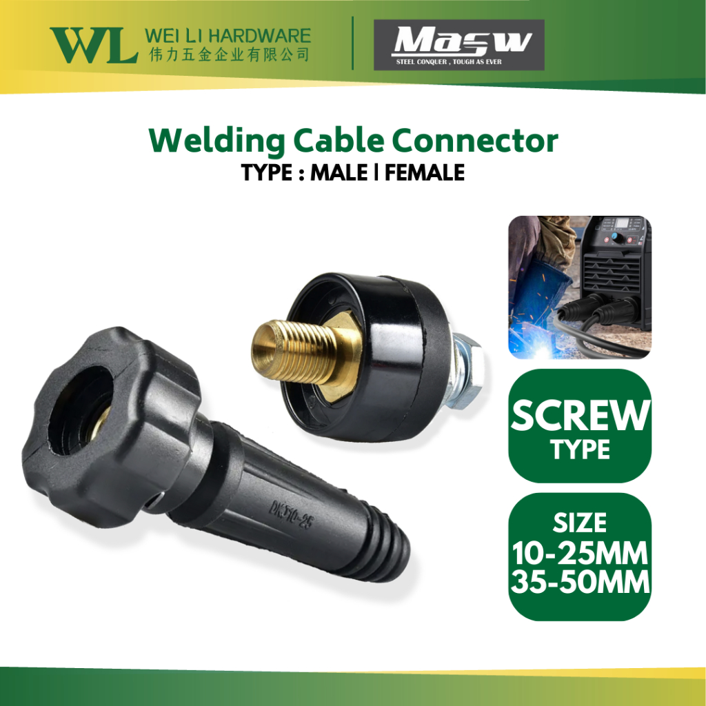 MASW 200amp 300amp Screw type Welding Cable Connector Cable Plug Male ...