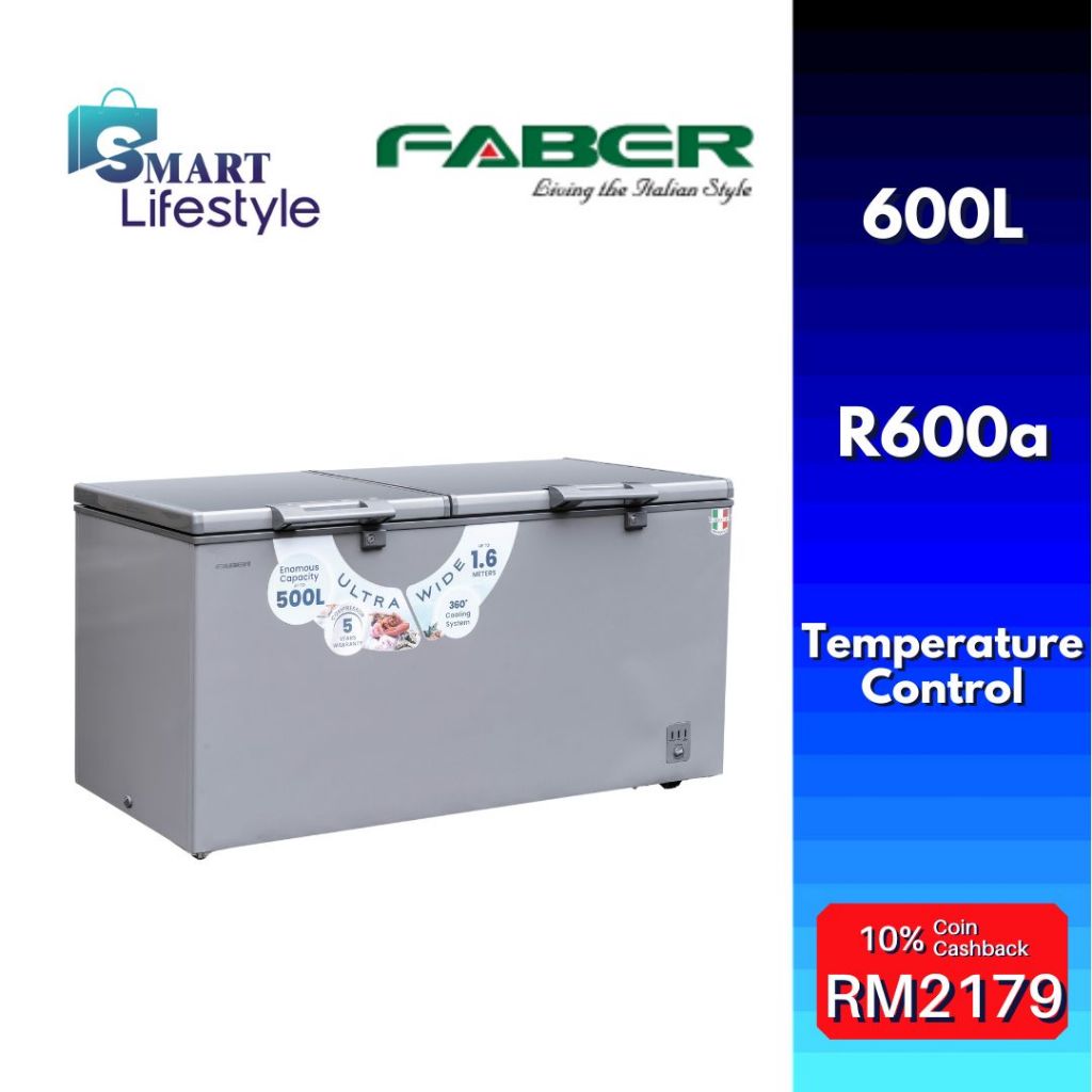 Faber 600L Chest Freezer with Temperature Control Frostac 659GR ...