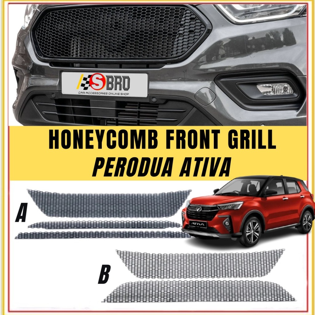 Perodua Ativa Ready Cut Honeycomb Grill Full Set Top Bottom | Shopee ...