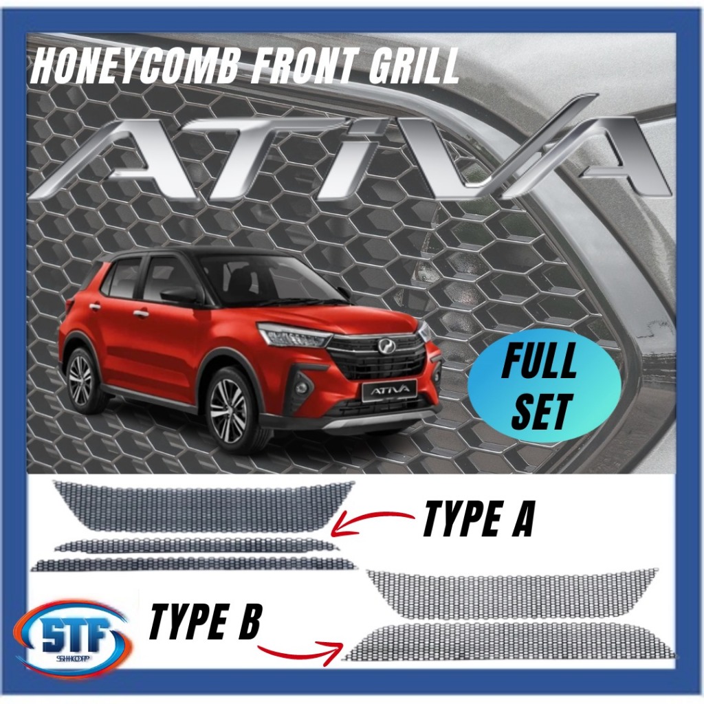 Perodua Ativa Ready Cut Honeycomb Grill Full Set Top Bottom | Shopee ...