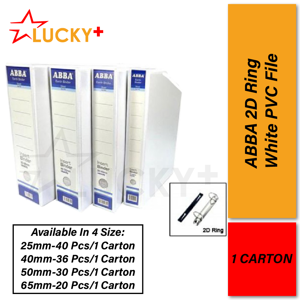 ABBA 2D Ring File White PVC 25mm/40mm/50mm/65mm(1carton)/Fail Kulit ...