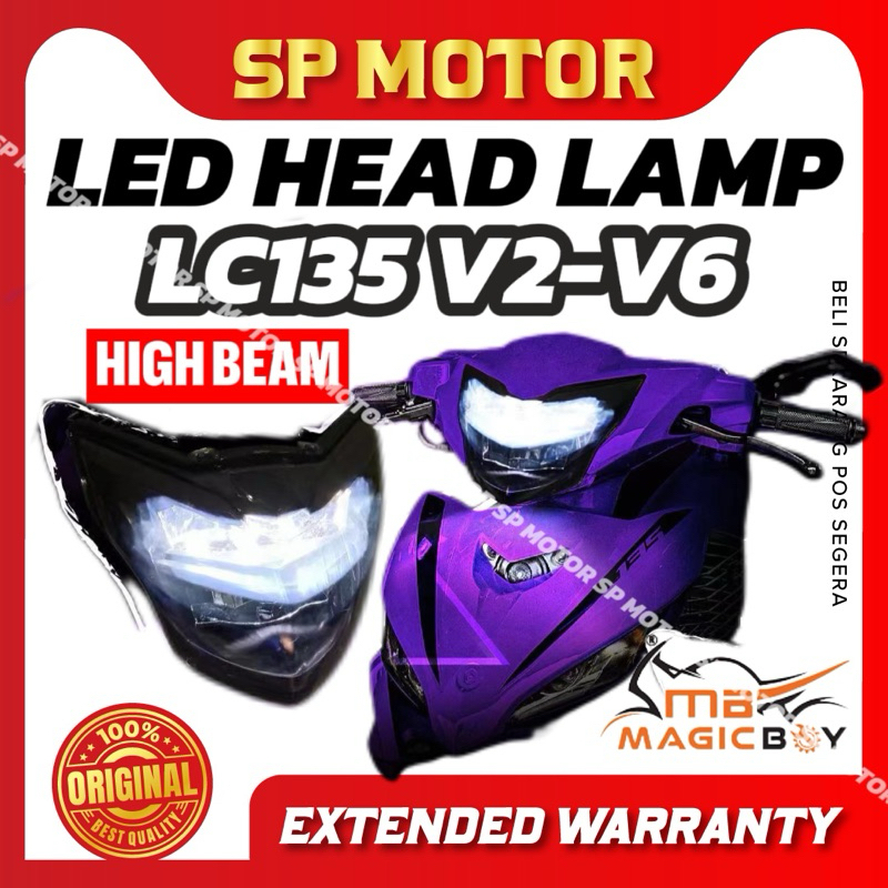 YAMAHA LC135 V2-V6 LED HEAD LAMP LAMPU DEPAN HIGH BEAM PNP LC LAMPU 100% ORIGINAL MAGIC BOY ...