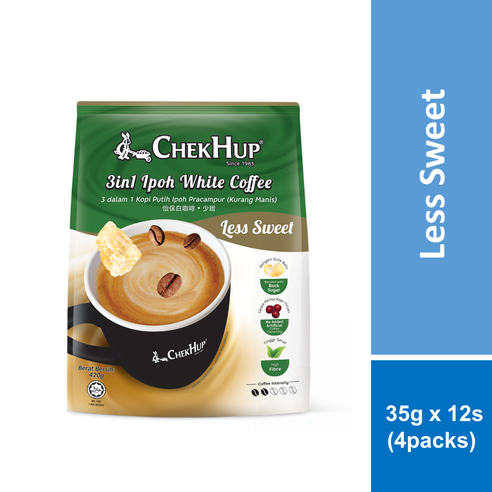 [Bundle of 4] Chek Hup 3 in 1 Ipoh White Coffee Less Sweet 35g x 12s | Shopee Malaysia