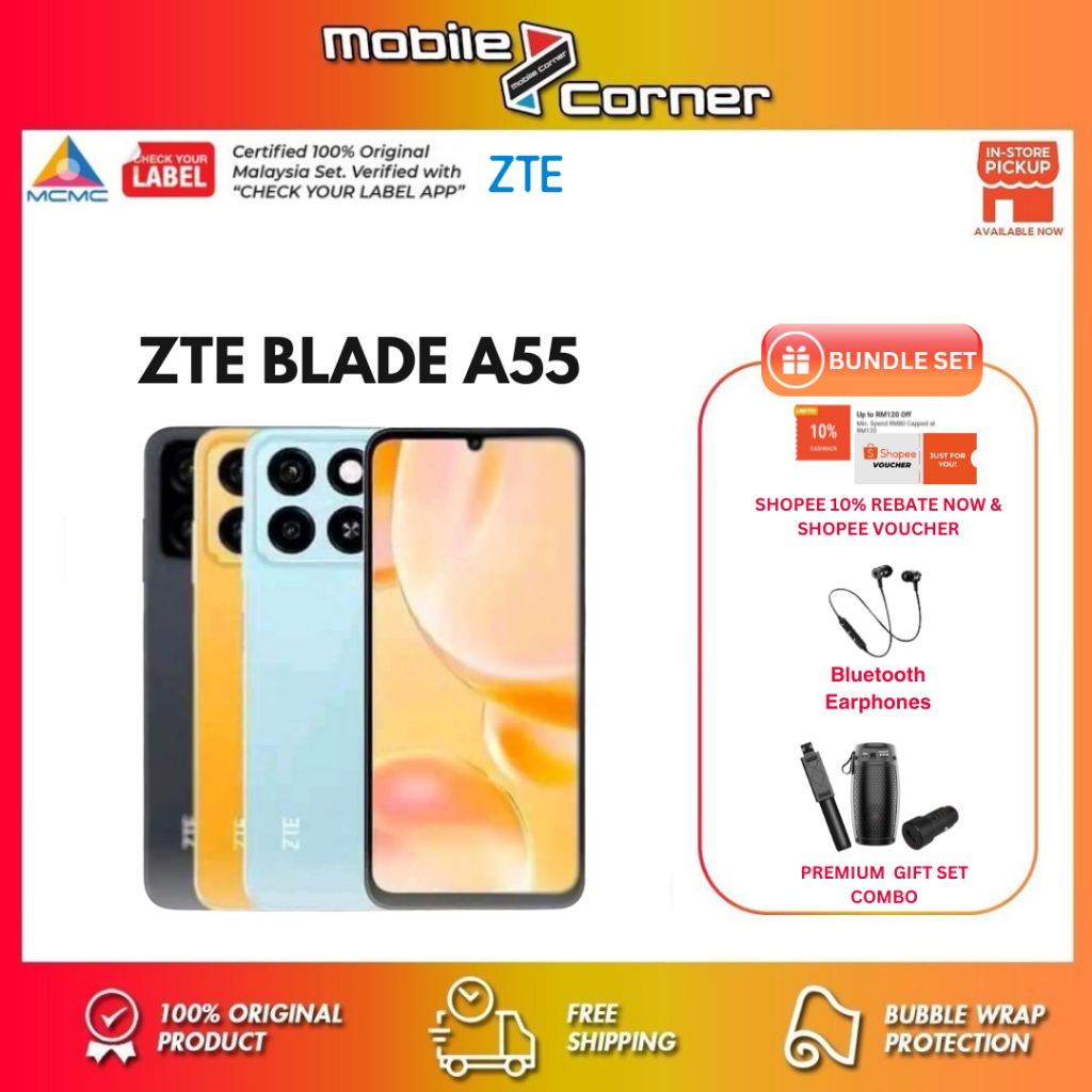ZTE Blade A55 (4+8GB Extended RAM + 128GB ROM) 13MP Al Camera | 5000mAH ...