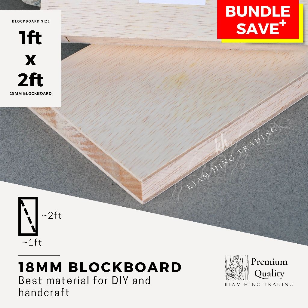 18mm Block Board (1ft x 2ft) DIY board sheet | timber panel | Playwood ...
