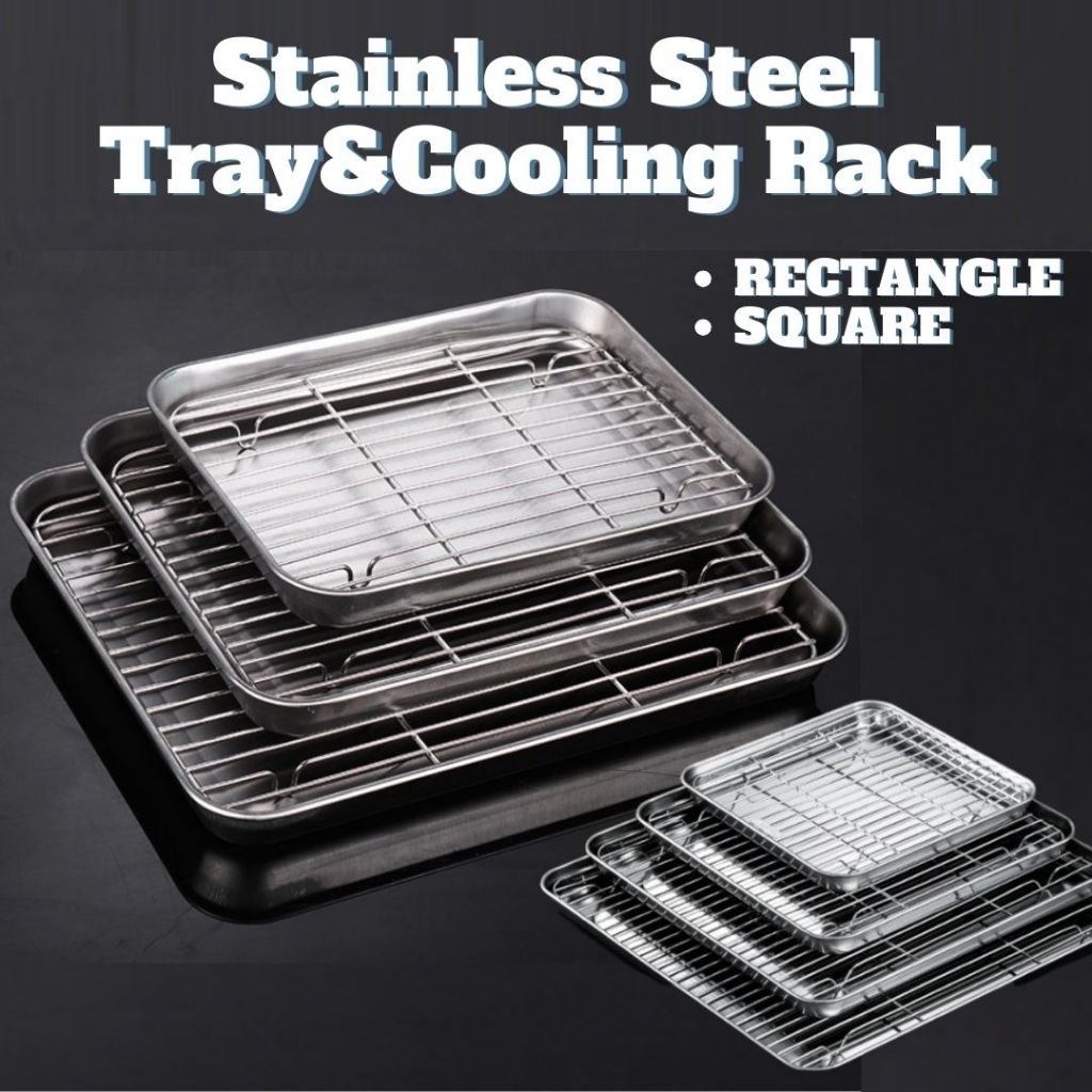 Rectangle & Square Stainless Steel Tray with Cooling Rack Baking Tray ...
