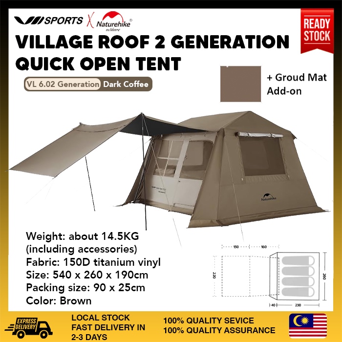 NATUREHIKE village 6 Gen 2 outdoor camping glamping family tent khemah ...