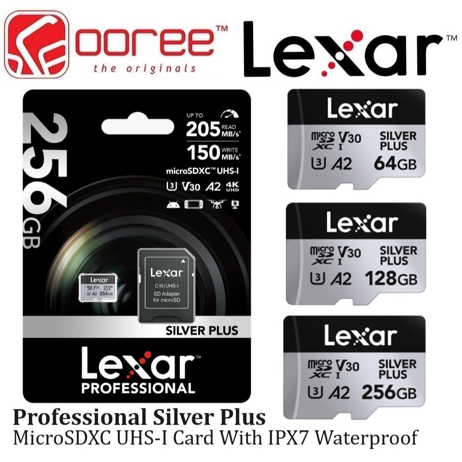 LEXAR PROFESSIONAL SILVER PLUS MICROSDXC UHS-I CARD 64GB /128GB /256GB ...
