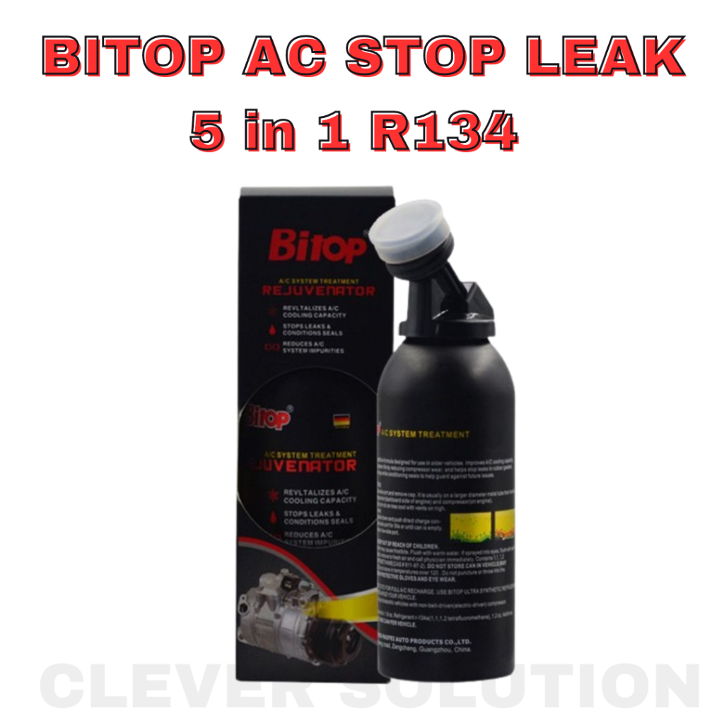 BITOP DIY TOP UP STOP LEAK AC GAS + OIL TREATMENT CAR AIR COND R134 ...