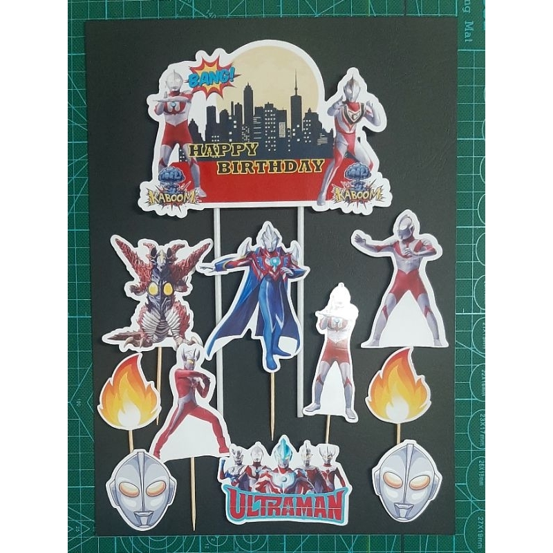 ULTRAMAN D02 Cake Topper Readymade Readystock Happy Birthday Laminated ...