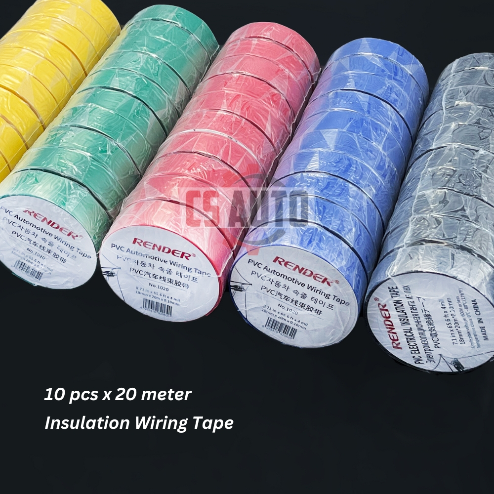 10pcs Electrical Insulation Tape Black Tape 20 meters Pembalut Wayar ...