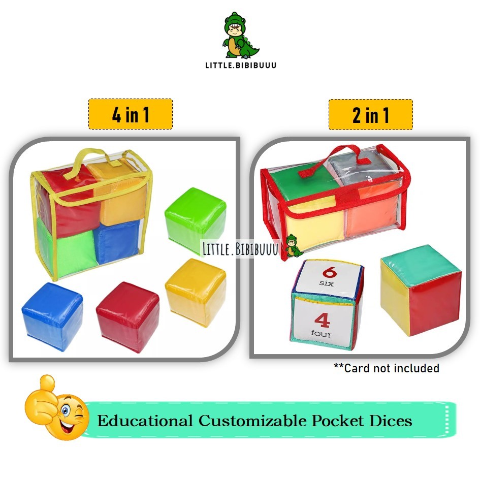 Educational Playing Game Pocket Dice/ Soft Cubes with Clear Pockets ...