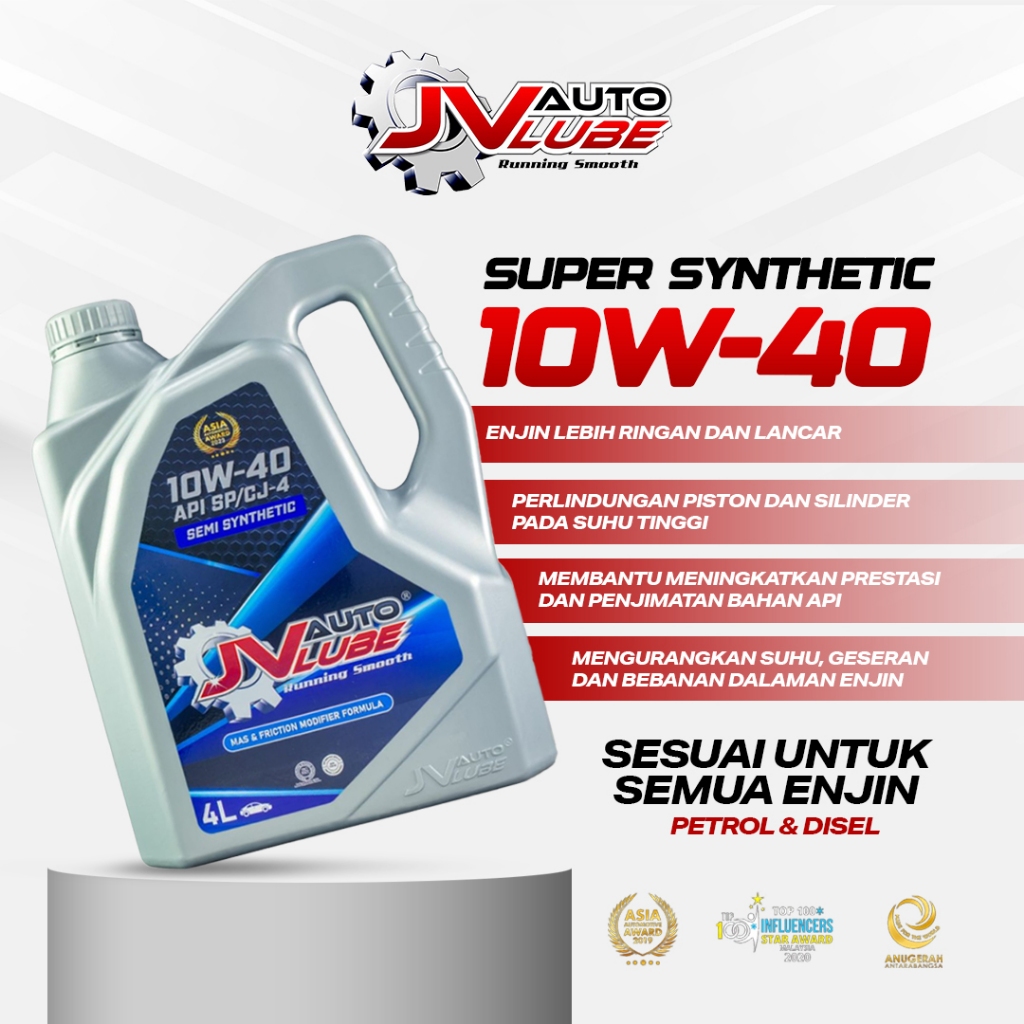 JV Auto Lube Semi Synthetic Engine Oil 10W-40 API SP/CJ4 @ Minyak Hitam ...