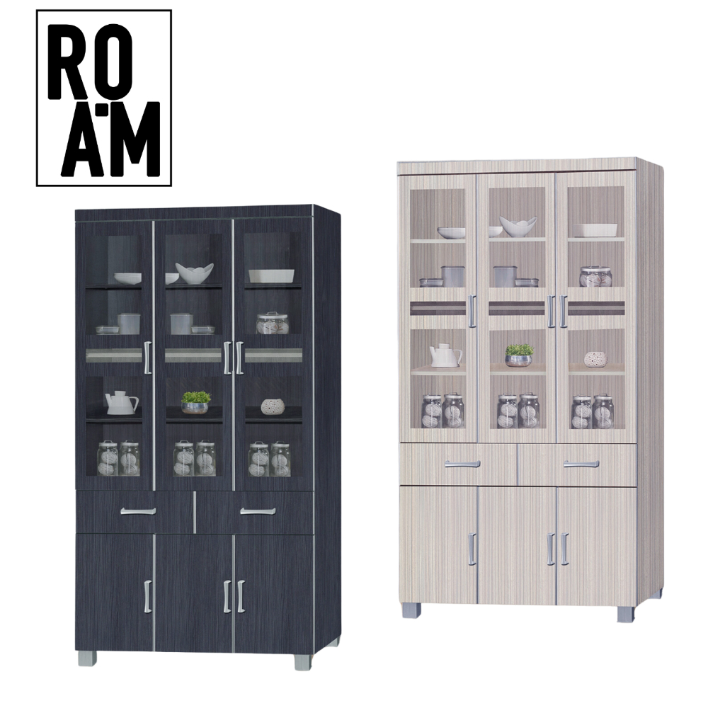ROAM 182cm Kitchen Cabinet Storage Glass Cabinet 6ft Almari Simpan ...