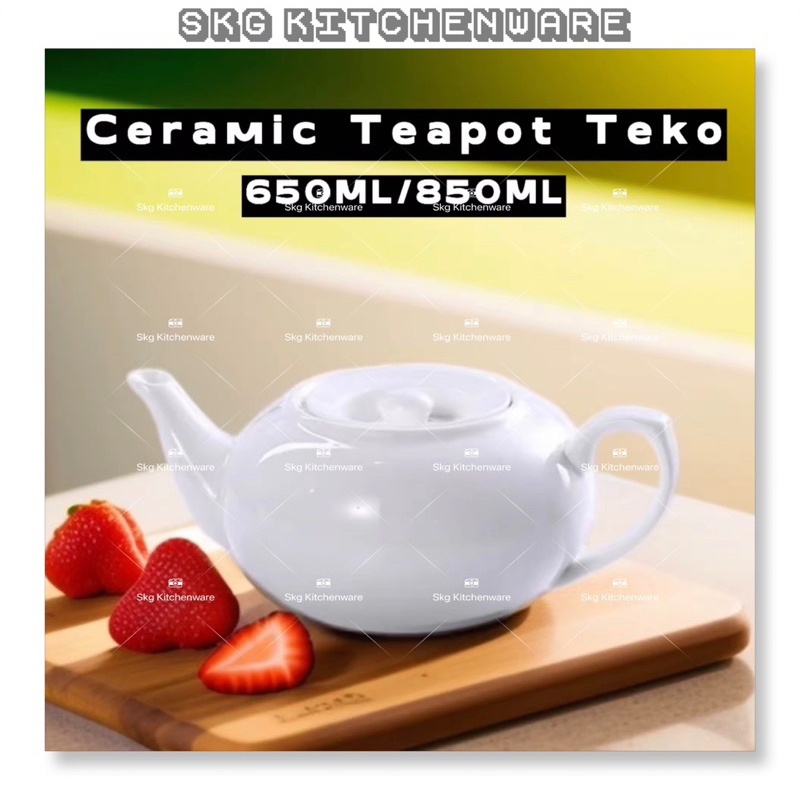 White Ceramic Coffee Teapot Teko Kopi Putih Heat Resistant | Shopee ...