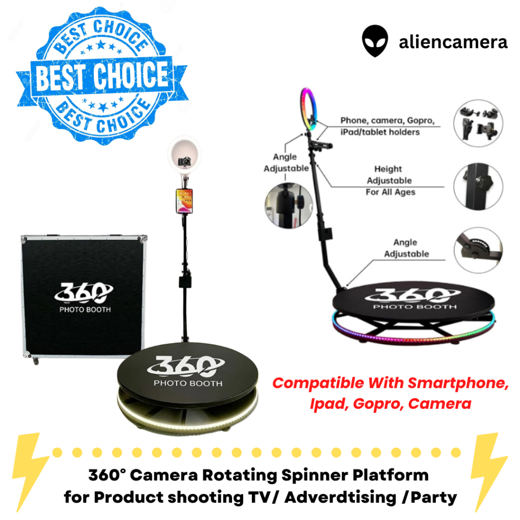 360° Photo Booth Camera Rotating Spinner Platform for Product shooting ...